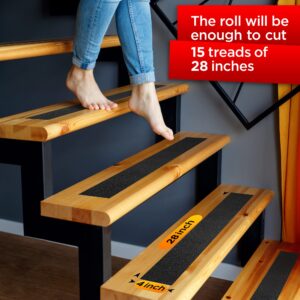 Grip Tape - Heavy Duty Anti Slip Tape for Stairs Outdoor/Indoor Waterproof 4Inch x 35Ft Safety Non Skid Roll for Stair Steps Ramp Traction Tread Staircases Grips Adhesive Non Slip Strips Walk Black