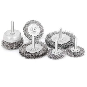 6 pcs wire wheel cup brush set,1/4in round shank wire brush for drill attachment, for cleaning rust, stripping and abrasive