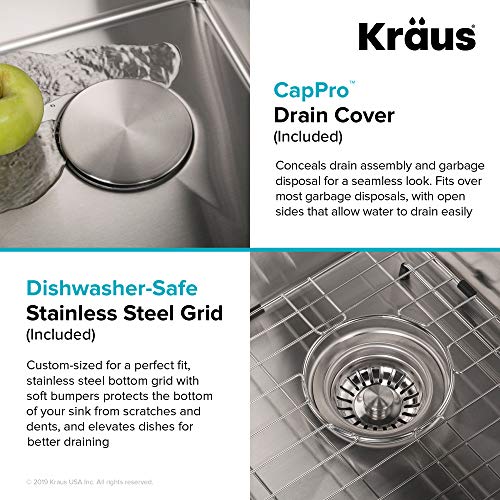 KRAUS KWT310-33/18 Kore Workstation 33-inch Drop-In 18 Gauge Single Bowl Stainless Steel Kitchen Sink with Integrated Ledge and Accessories