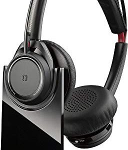 Plantronics - Voyager Focus UC with Charge Stand (Poly) - Bluetooth Dual-Ear (Stereo) Headset with Boom Mic - USB-A PC/Mac Compatible - Active Noise Canceling-Works with Teams (Certified), Zoom & more