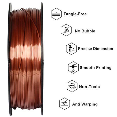 GIANTARM 3D Printer Filament, Silk Copper Pla Filament, 1Kg(2.2lbs) Spool, 1.75mm Dimension Accuracy +/- 0.03mm, 3D Printing Filament