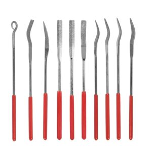 bestgle 10pcs mini diamond needle file set jewelers hand files tool kit for metal ceramic stone jewelry rough carving glass filing, 140mm/5.1" length