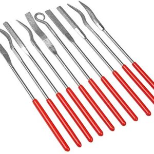 Bestgle 10Pcs Mini Diamond Needle File Set Jewelers Hand Files Tool Kit for Metal Ceramic Stone Jewelry Rough Carving Glass Filing, 140mm/5.1" Length