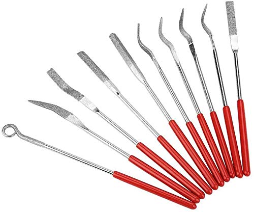 Bestgle 10Pcs Mini Diamond Needle File Set Jewelers Hand Files Tool Kit for Metal Ceramic Stone Jewelry Rough Carving Glass Filing, 140mm/5.1" Length