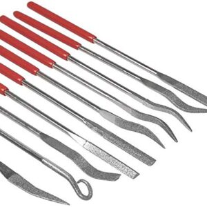 Bestgle 10Pcs Mini Diamond Needle File Set Jewelers Hand Files Tool Kit for Metal Ceramic Stone Jewelry Rough Carving Glass Filing, 140mm/5.1" Length