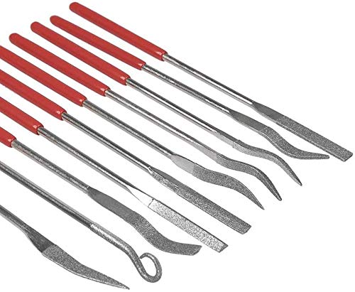 Bestgle 10Pcs Mini Diamond Needle File Set Jewelers Hand Files Tool Kit for Metal Ceramic Stone Jewelry Rough Carving Glass Filing, 140mm/5.1" Length