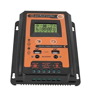 Solar Charge Controller, Plastic IP32 12V/24V 30A 50A MPPT Solar Charge Controller Solar Panel Battery Regulator Dual USB LCD Display(30A)