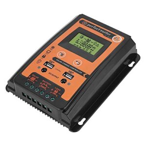 Solar Charge Controller, Plastic IP32 12V/24V 30A 50A MPPT Solar Charge Controller Solar Panel Battery Regulator Dual USB LCD Display(30A)