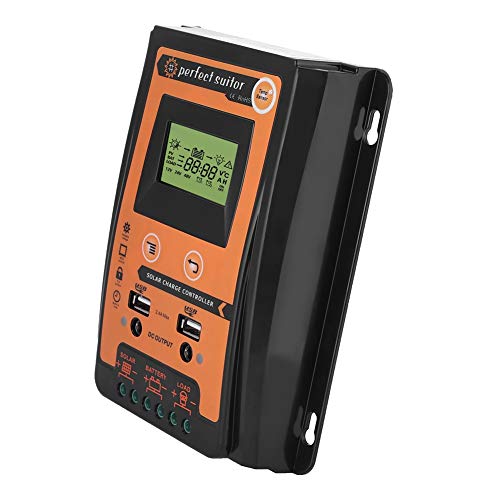 Solar Charge Controller, Plastic IP32 12V/24V 30A 50A MPPT Solar Charge Controller Solar Panel Battery Regulator Dual USB LCD Display(30A)