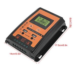 Solar Charge Controller, Plastic IP32 12V/24V 30A 50A MPPT Solar Charge Controller Solar Panel Battery Regulator Dual USB LCD Display(30A)