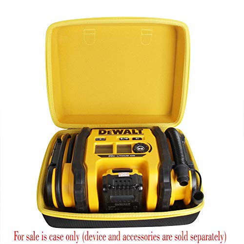 adada Hard Travel Case for DEWALT DCC020IB 20V Max Inflator (Outer Black + Inner Yellow)