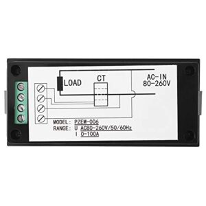 Oumefar Digital AC 80 260V 100A High Precision Current Voltage Watt KWh Time Panel Meter Voltmeter + CT Electric Gauge Accuracy Volt Monitor with LCD Backlight Display