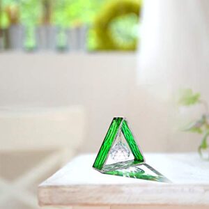 H&D HYALINE & DORA Handcrafted Pyramid in Stained Glass, Crystal Ball Prism Decor Stained Glass Window Sun Catcher Hangings Ornament, Home Table Wall Car Decor,Green