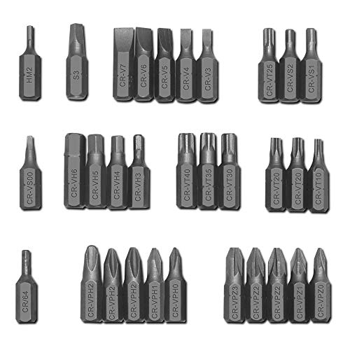 34 PCS Screwdriver Bit Set with Bit Extension Holder, FineGood Security Screwdriver Bits Solid Drill Bit Set Screwdriver Drilling Bits Tool