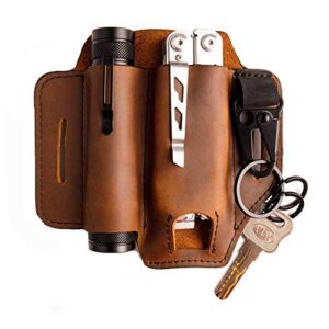 dragon honor leather sheath edc pocket organizer - high leather quality (brown)