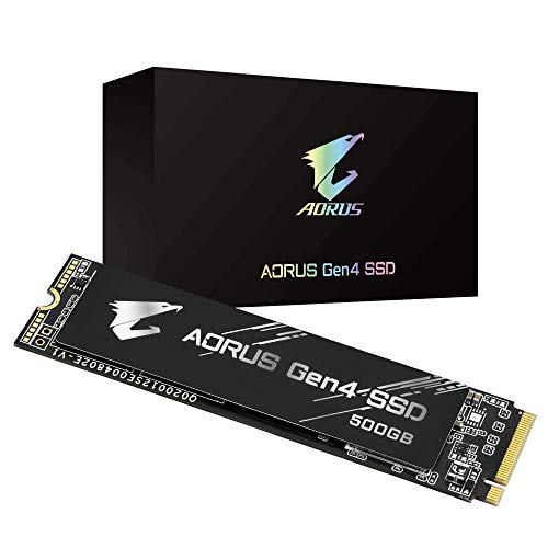 GIGABYTE AORUS Nvme Gen4 M.2 500GB PCI-Express 4.0 Interface High Performance Gaming, 3D TLC NAND Flash, External DDR Cache Buffer, SSD GP-AG4500G