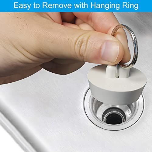 6 Pieces Drain Stopper, Rubber Sink Stopper Drain Plug with Pull Ring for Bathtub, Kitchen, Bathroom and Laundry Sink in 6 Different Sizes, White