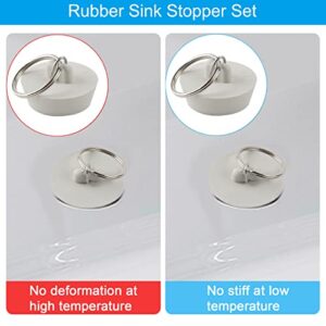 6 Pieces Drain Stopper, Rubber Sink Stopper Drain Plug with Pull Ring for Bathtub, Kitchen, Bathroom and Laundry Sink in 6 Different Sizes, White