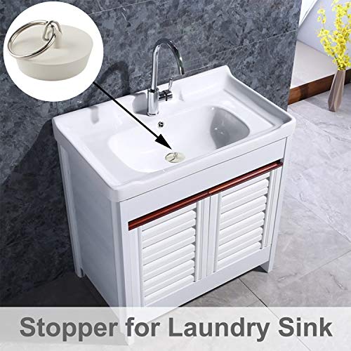 6 Pieces Drain Stopper, Rubber Sink Stopper Drain Plug with Pull Ring for Bathtub, Kitchen, Bathroom and Laundry Sink in 6 Different Sizes, White