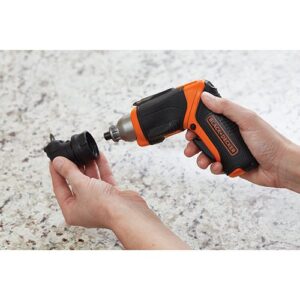 BLACK+DECKER 4V MAX Cordless Screwdriver with LED Light & Right Angle Attachment (BDCSFL20C & BDCSRAA)