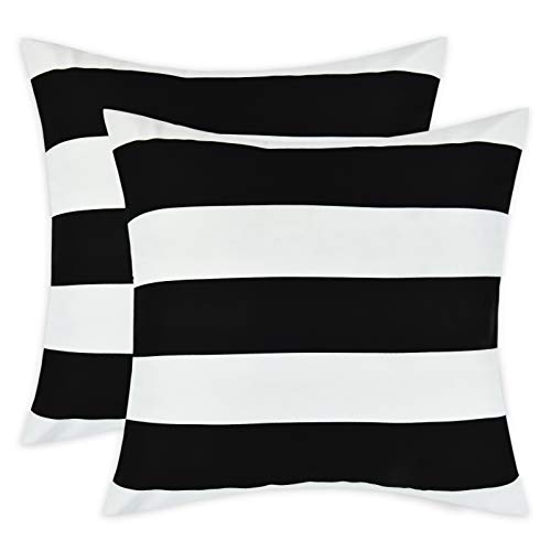 Yastouay Set of 2 Decorative Pillow Covers Square Stripe Pillow Covers Modern Farmhouse Cushion Case with Hidden Zipper Home Decor for Living Room Patio Sofa Couch Chair 20 x 20 Inch, Black