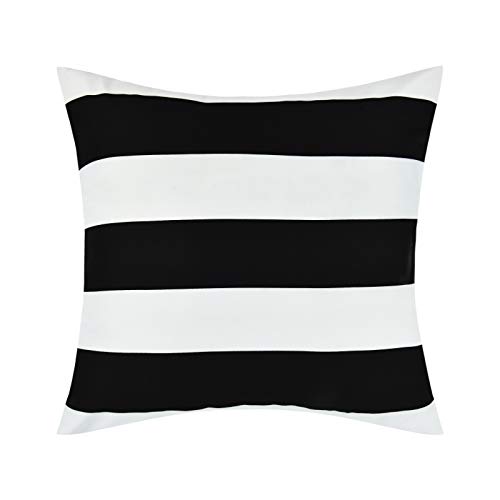 Yastouay Set of 2 Decorative Pillow Covers Square Stripe Pillow Covers Modern Farmhouse Cushion Case with Hidden Zipper Home Decor for Living Room Patio Sofa Couch Chair 20 x 20 Inch, Black