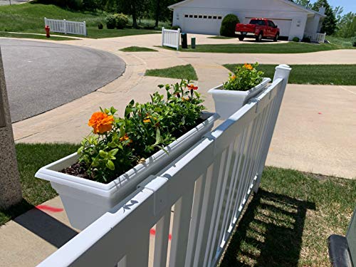 MIDE Products Aluminum Slip-on Flower Box Holders, for 1-3/4 inch to 2-1/8 inch Fence/Railing, White, Pair