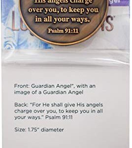 Guardian Angel Christian Challenge Coin, Pass Along Token of Assurance and Peace, Handout for Sunday School or Kids Church, Antique Gold-Color Plated Psalm 91 Gift