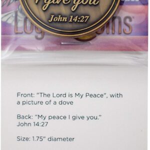 The Lord is My Peace, Dove and Olive Branch Pocket Token of Serenity, Christian Challenge Coins, My Peace I Give to You, Antique Gold-Color Plated John 14:27 Religious Gift