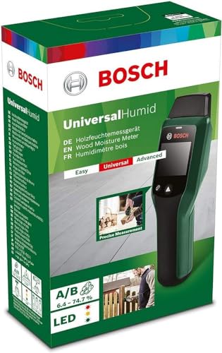 Bosch moisture meter UniversalHumid (precise results thanks to wood group selection and LED traffic light for easy interpretation)