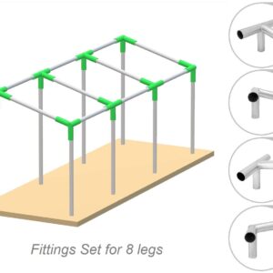 GoodsZone Canopy Fittings Kit 1 3/8" Slant Roof Carport Gazebo Slope Lean to Shed Greenhouse Frame Connectors, Full Set for 6, 8, 10 Legs, Choose Size (for 8 Legs)