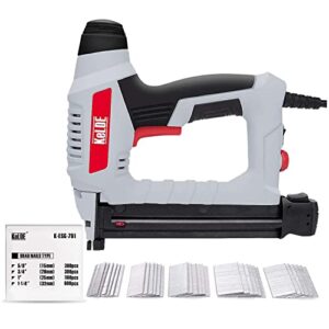 kelde electric nail gun kit, 120v power brad nailer with adjustable power knob, includes 1500pc brad nails, 15/20/25/32mm