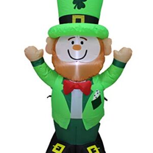 4 Foot Tall Saint Patrick's Day Inflatable Leprechaun with Green Shamrock Hat Pre-Lit LED Lights Cute Lucky Outdoor Indoor Holiday Blow up Lighted Yard Decoration