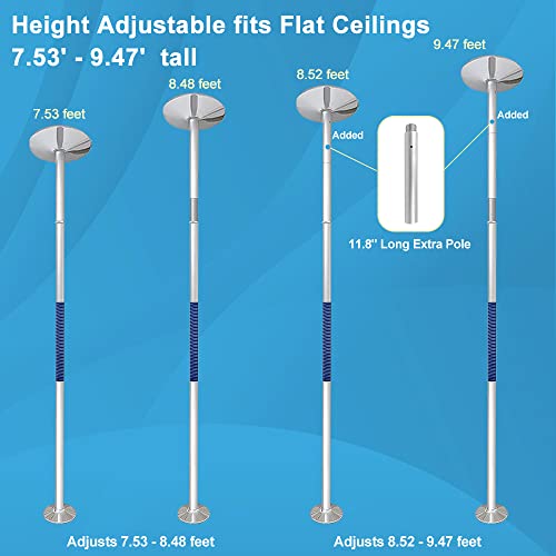 Security Pole Floor to Ceiling Grab Bars Transfer Pole Bathroom for Elderly Grab Bar Tension Mounted Handicap Standing Pole Shower Safety Assist Stability Rail Grab Pole for Seniors