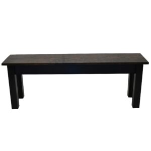 Dark Walnut & Black Farmhouse Bench