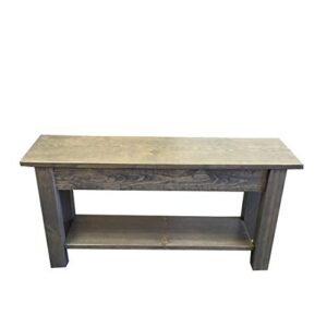 cape cod rustic farmhouse bench with shelf