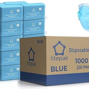 Disposable Face Masks - 1,000 PCS - for Home & Office - Breathable & Comfortable Filter (Blue)