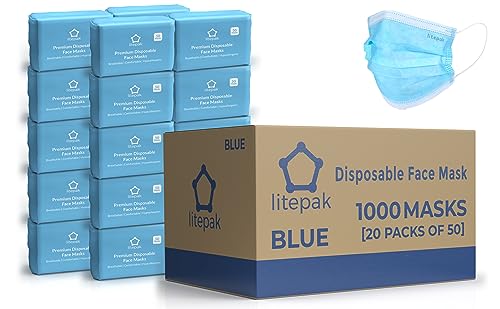 Disposable Face Masks - 1,000 PCS - for Home & Office - Breathable & Comfortable Filter (Blue)