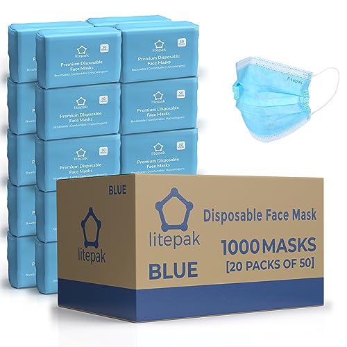 Disposable Face Masks - 1,000 PCS - for Home & Office - Breathable & Comfortable Filter (Blue)