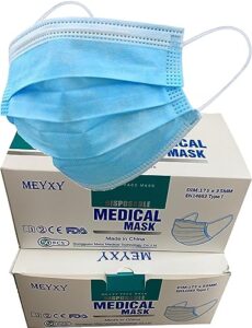 ebat astm level 1 disposable face masks 100 pcs (2-box) - for home & office,breathable & comfortable 3-layer filter, blue