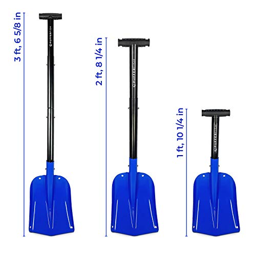 PUFFERFISH Really Big Sand Shovel™ - Sand Shovel for Beach, Foldable Shovel for Sand Castles, Lightweight Collapsible 4 Piece Aluminum Shovel,Customizable to 3 Different Lengths, Weight 1.7 Pounds