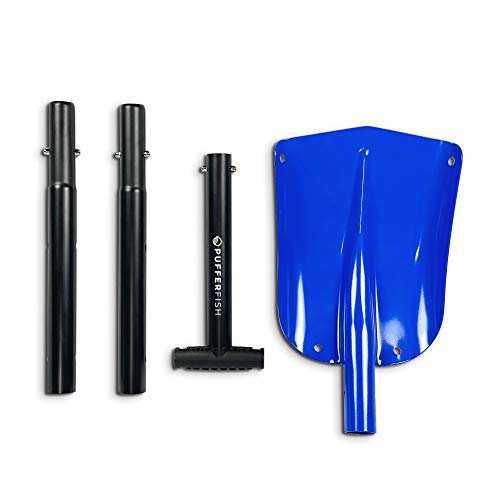 PUFFERFISH Really Big Sand Shovel™ - Sand Shovel for Beach, Foldable Shovel for Sand Castles, Lightweight Collapsible 4 Piece Aluminum Shovel,Customizable to 3 Different Lengths, Weight 1.7 Pounds