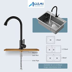 Aolemi Cold Water Only Kitchen Faucet Black 304 Stainless Steel Sink Faucet High Arc Faucet