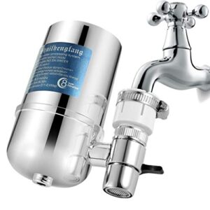 Faucet Water Filter, Stainless Steel Water Purifier with ACF Filter Element, Reduce Chlorine Speedy Flow-Double Outlet Faucet Filtration Design to Improve Hard Wate rFor Faucets-Fits Standard Faucets