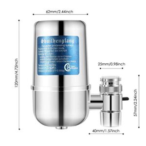 Faucet Water Filter, Stainless Steel Water Purifier with ACF Filter Element, Reduce Chlorine Speedy Flow-Double Outlet Faucet Filtration Design to Improve Hard Wate rFor Faucets-Fits Standard Faucets