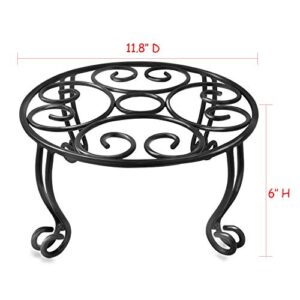 TREEZITEK 6 in Tall Plant Stand 11.8'' Diameter for Large Flower Pot Heavy Duty Potted Holder Indoor Outdoor Metal Rustproof Iron Garden Container Round Supports Rack for Planter,2 Pack