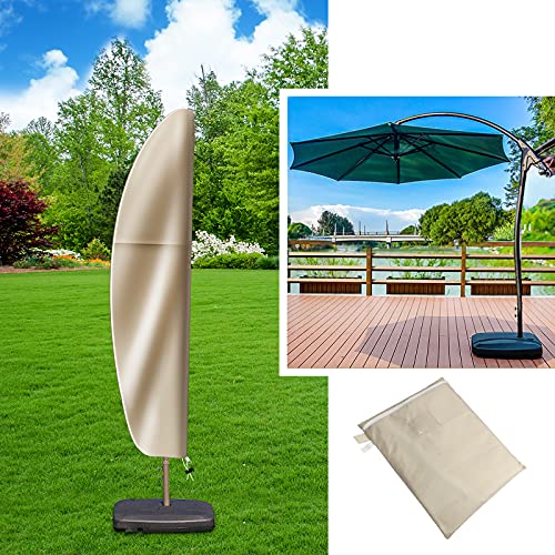 OKPOW Patio Umbrella Cover fits 11Ft To 13Ft Outdoor Umbrellas - Waterproof Cantilever Offset Umbrella Cover With Sturdy Zipper - Durable Hanging Banana Style Parasol Cover For Garden Beach Umbrellas