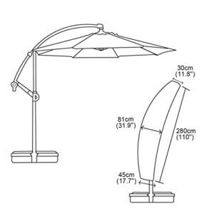 OKPOW Patio Umbrella Cover fits 11Ft To 13Ft Outdoor Umbrellas - Waterproof Cantilever Offset Umbrella Cover With Sturdy Zipper - Durable Hanging Banana Style Parasol Cover For Garden Beach Umbrellas