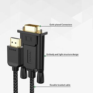 FEMORO HDMI to VGA Cable 6FT 10 Pack, HDMI-to-VGA Adapter Converter Male to Male Braided Cord for Monitor Computer Desktop Laptop PC Projector HDTV and More