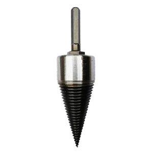 32/42mm wood splitting drill bit, black carbon steel hex shank screw splitting cone twist firewood drill bit, for family, outdoor, camping, farm (42mm)